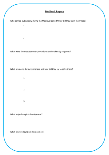 Medieval Surgery | Teaching Resources
