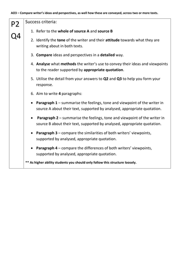 AQA English Lang Question/AO activities | Teaching Resources