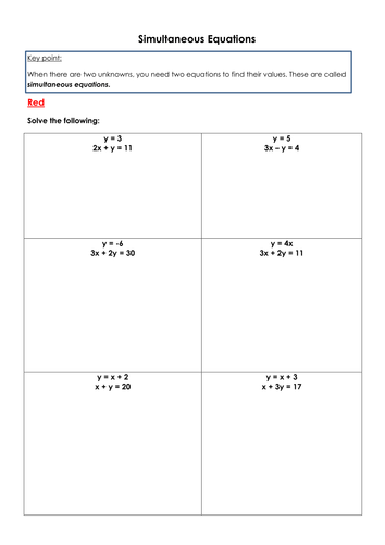 Simultaneous Equations worksheet with Solutions - Edexcel Higher ...