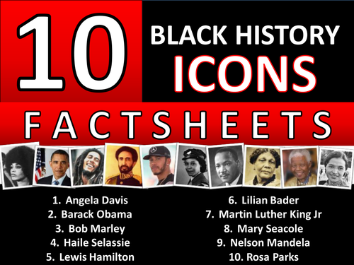 10 x Black History Month Famous People Icons Factsheet Worksheet ...