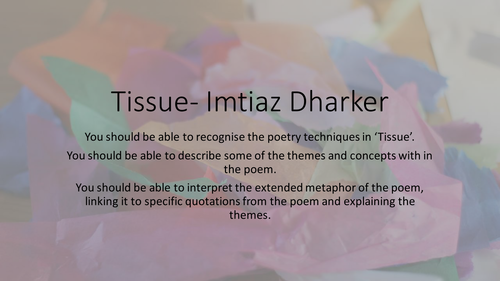 AQA Anthology Poetry Lessons (Bayonet Charge - The Emigree - Tissue ...
