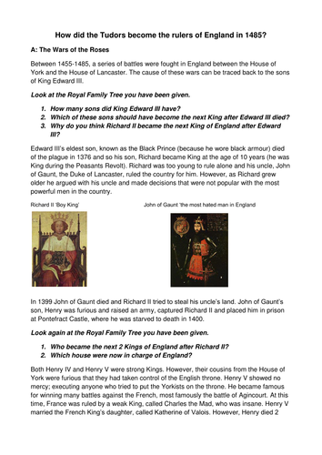 The Tudors -KS3- Lesson 1- How did the Tudors become the rulers of ...