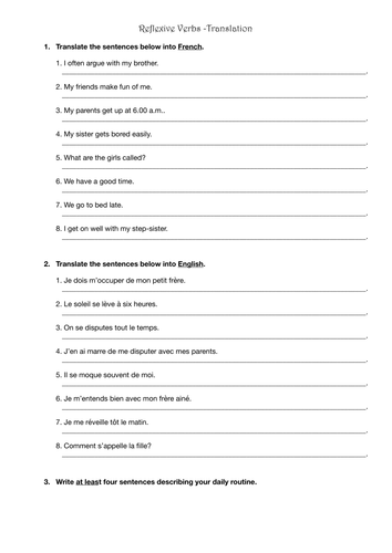 French practice reflexive verbs | Teaching Resources