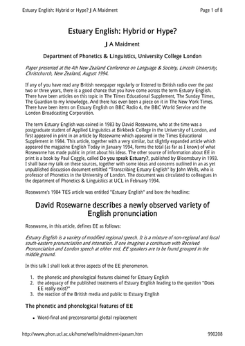 A-level English Lang OCR Topical Issues Ghetto Grammar - Should slang ...