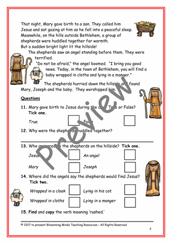 The Christmas Story - Year 2 comprehension | Teaching Resources
