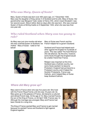The Tudors -KS3 - Lesson 13 -Mary Queen of Scots | Teaching Resources