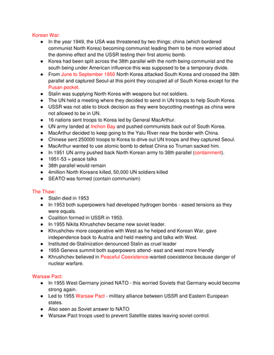 Full History GCSE Notes Origins of the Cold War: 1950-1960 | Teaching ...