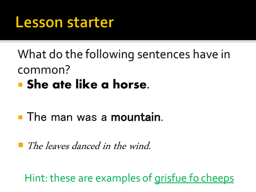 Creative Writing: Metaphors, similes and personification | Teaching ...