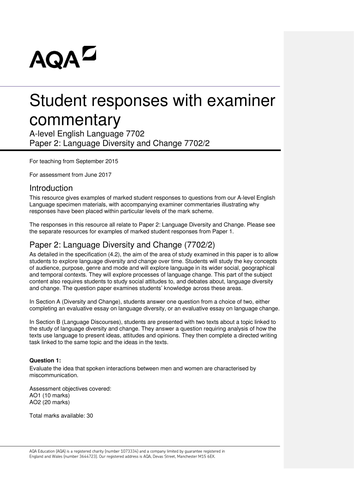 AQA English Language A Level Lesson Sequence | Teaching Resources