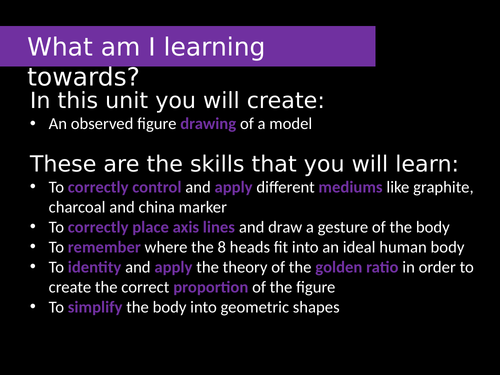 KS3 Art & Design: AFL Checklist and vocabulary Term 1 | Teaching Resources