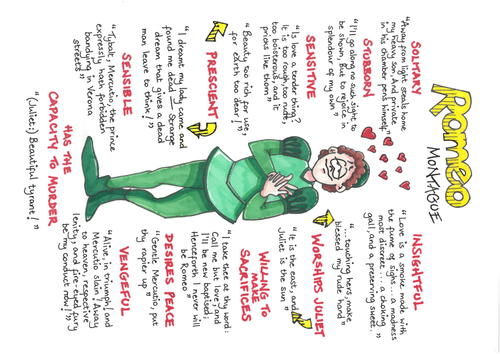 ROMEO AND JULIET Quotes GCSE REVISION Poster ROMEO MONTAGUE Shakespeare ...