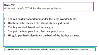 Set of Word Class Starter or 'Do Now' activities | Teaching Resources