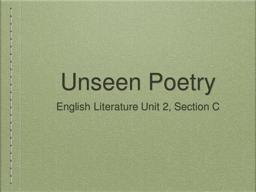 Unseen Poetry | Teaching Resources