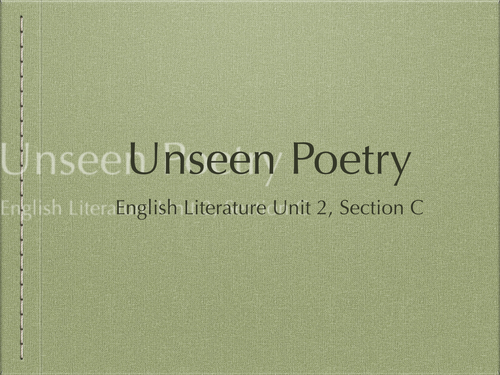 Unseen Poetry | Teaching Resources