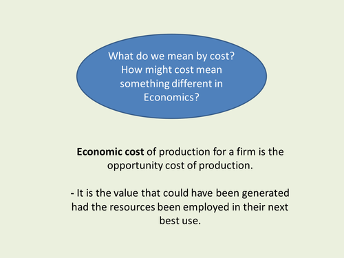 Costs, Production and Profit - A Level Economics | Teaching Resources