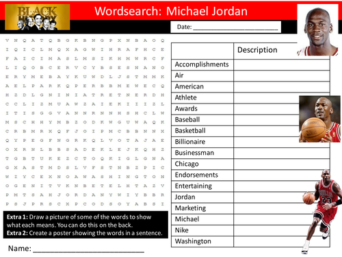 Michael Jordan Wordsearch Keyword Starter Settler Activity Cover Lesson ...
