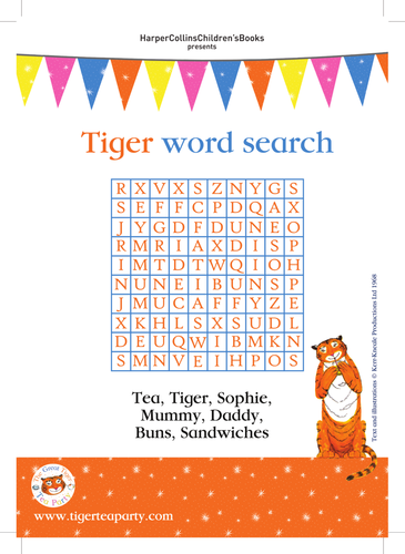 Judith Kerr The Tiger Who Came to Tea Wordsearch | Teaching Resources