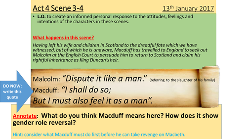 Macbeth A4S3 - exploring theme of masculinity and reverse psychology ...