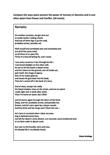 Power & Conflict Poetry Mock Exam Assessment with Sample Answer AQA NEW ...