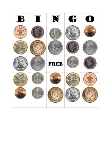 Coin Recognition Bingo UK | Teaching Resources