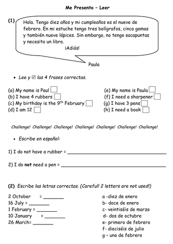 Spanish Year 8 (Listos 1/Mira 1) Module 1: Name, Age, Birthday, Tener ...