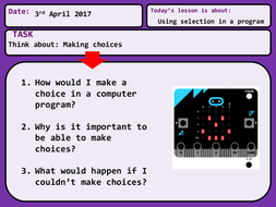 Microbit Selection Lesson | Teaching Resources