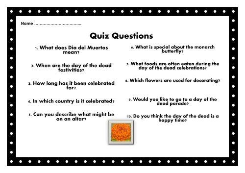 Day of the Dead / Lesson / Quiz - Activity, Worksheet, Presentation ...