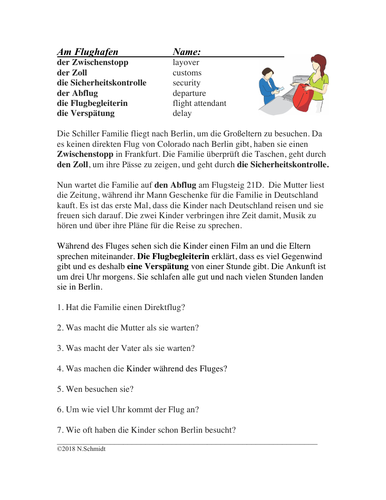 German Reading At the Airport - Lesung Am Flughafen | Teaching Resources