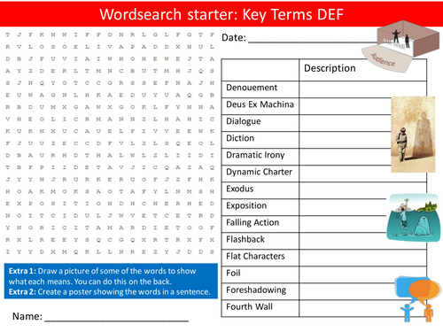 Drama Key Terms Glossary DEF Keyword Wordsearch Crossword Anagrams ...