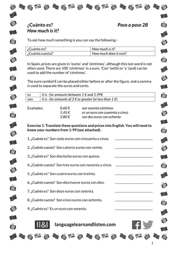 ¿Cuánto es? (How much is it?) | Teaching Resources