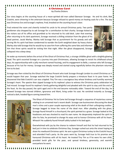 A Christmas Carol - by Charles Dickens - Reading Comprehension Story ...
