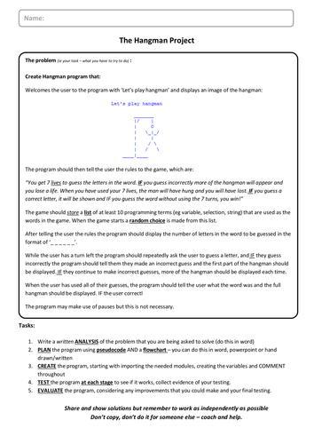 Hangman for Python | Teaching Resources