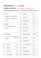 First & Second Index Laws Worksheets | Teaching Resources