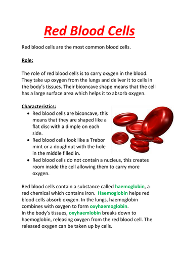 Blood Lesson GCSE Biology | Teaching Resources