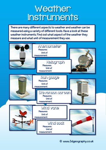 Work Sheet on Weather Instrument | Teaching Resources
