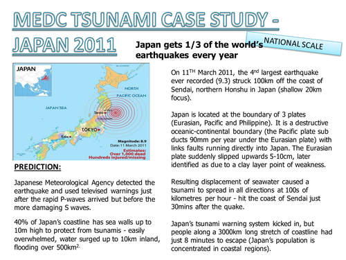 GEOGRAPHY A LEVEL TSUNAMI, EARTHQUAKE AND VOLCANO CASE STUDIES ...