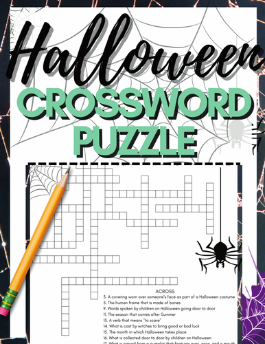 Middle School English ELA Fun Halloween Activity | Crossword Puzzle ...