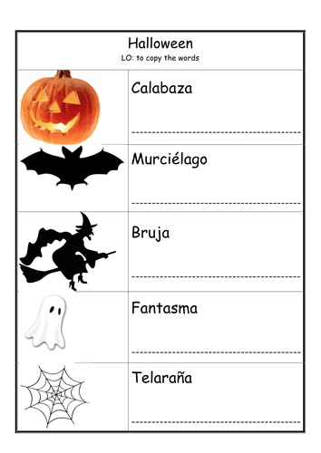 Halloween. Spanish and English writing and reading + Repeating Patterns ...