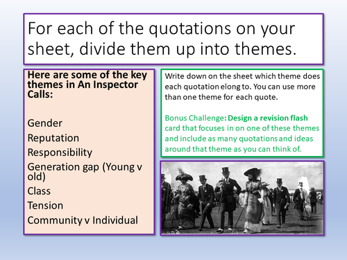 An Inspector Calls Quotes and Themes | Teaching Resources