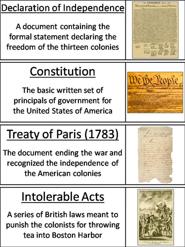 American Revolution Word Wall Cards | Teaching Resources