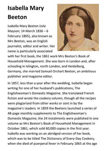 Isabella Mary Beeton Handout | Teaching Resources
