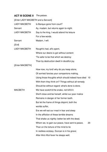 Macbeth Analysis- Act 3 | Teaching Resources