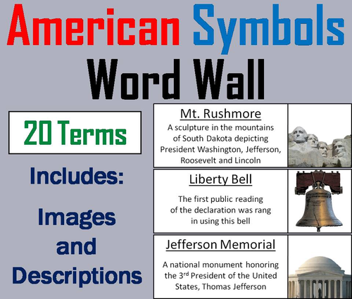 American Symbols Word Wall Cards | Teaching Resources