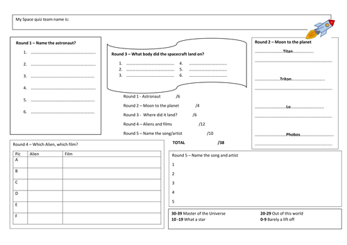 space week quiz and activity bundle | Teaching Resources