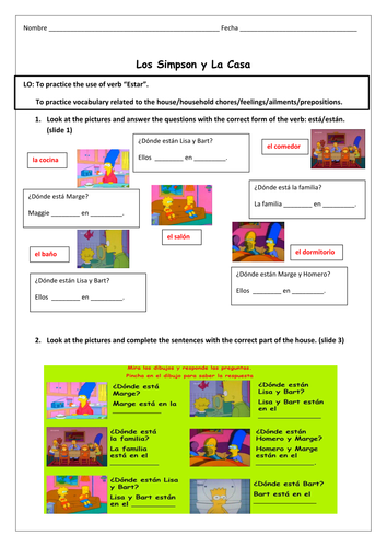 La Casa con Preposiciones y Verbo "Estar" | Teaching Resources