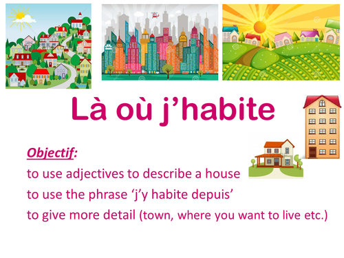 LA OU J'HABITE year 8 French (types of houses, areas, room in the house ...