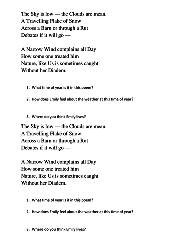 Metaphor in Emily Dickinson's poetry | Teaching Resources