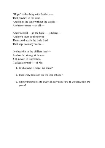 Metaphor in Emily Dickinson's poetry | Teaching Resources