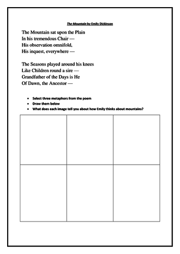 Metaphor in Emily Dickinson's poetry | Teaching Resources