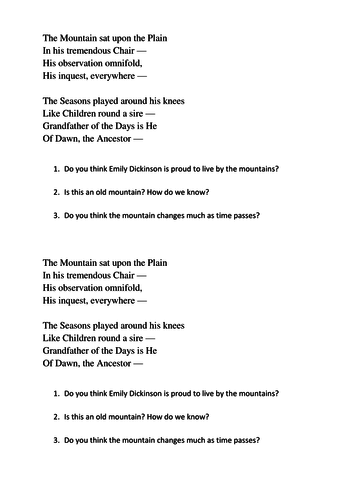 Metaphor in Emily Dickinson's poetry | Teaching Resources